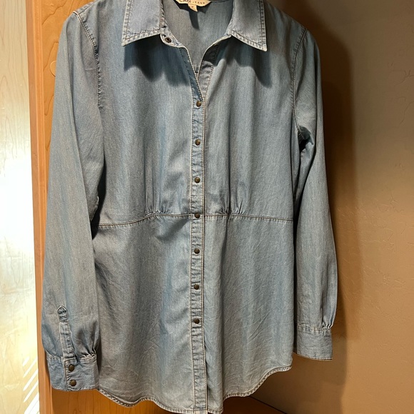 CAbi | Tops | Cabim Denim Snap Front Blouse | Poshmark